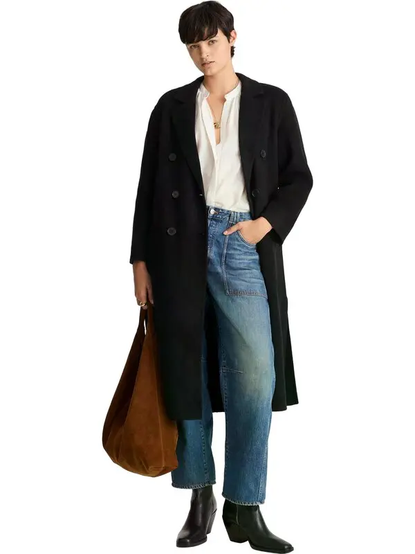 Madewell Double-faced Brushed Long Coat - Jet Black