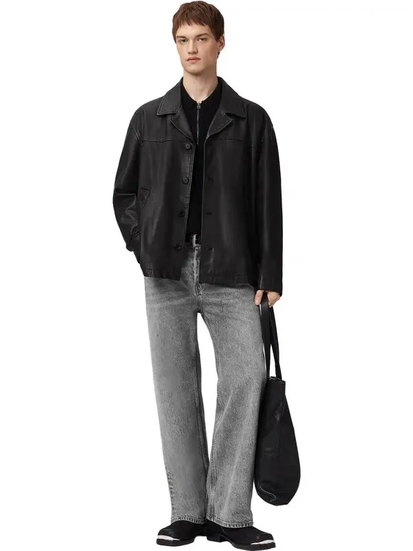 ALLSAINTS Bradwell Boxy Leather Jacket - Black