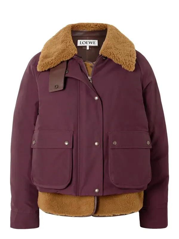 Loewe Shearling-lined Padded Cotton-blend Jacket - Burgundy