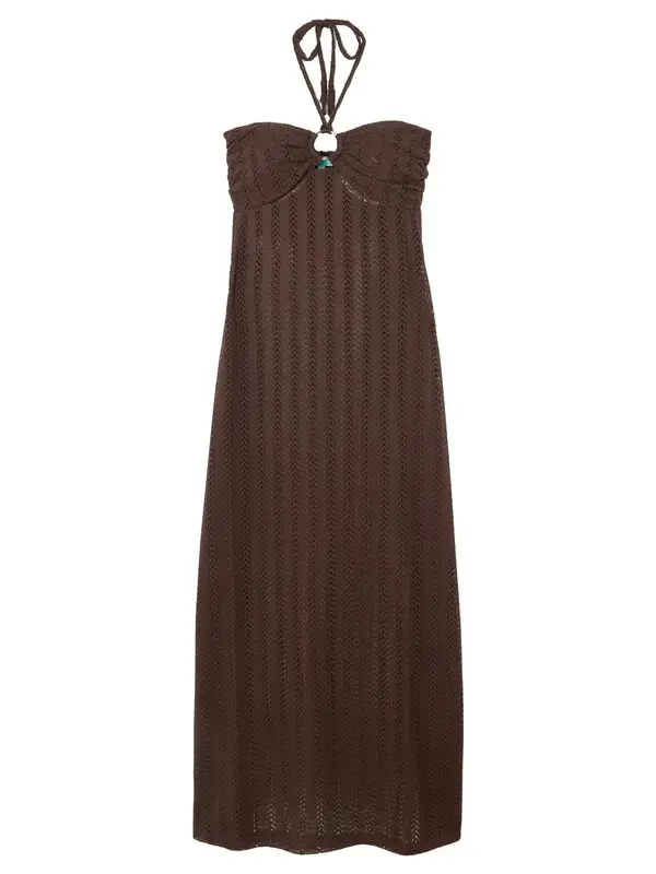 Melissa Odabash Harriet Embellished Crochet Halterneck Maxi Dress - Brown