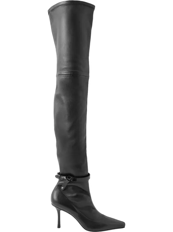JIMMY CHOO Camie 85 Belted Leather Over-the-knee Boots - Black