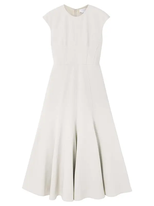 Gabriela Hearst Crowther Pleated Wool Midi Dress - Stone