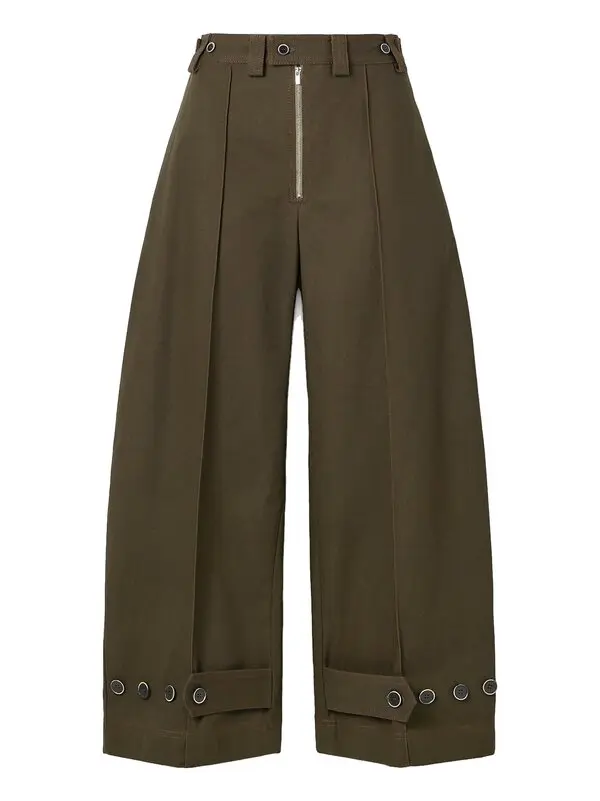 Christopher John Rogers Cotton-twill Wide-leg Pants - Brown