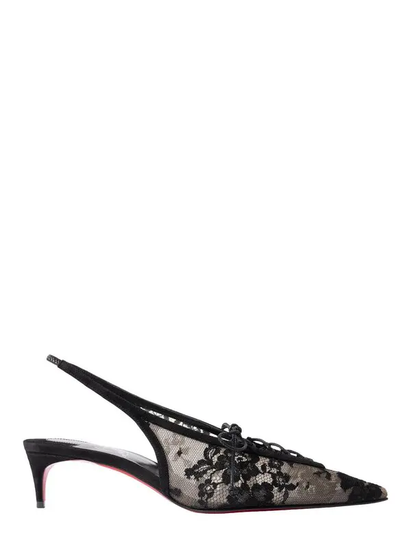CHRISTIAN LOUBOUTIN Km 45 Lace Slingback Pumps - Black