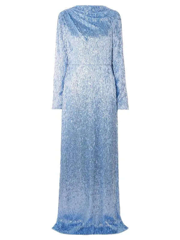 Erdem Embellished Draped Tulle Gown - Blue