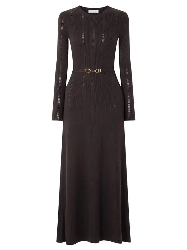 Gabriela Hearst Imagene Belted Wool Midi Dress - Brown