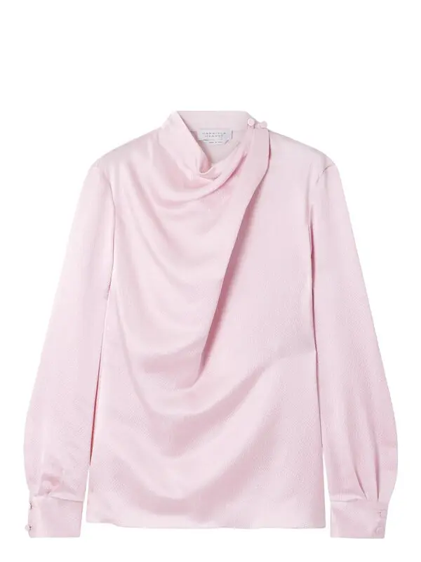 Gabriela Hearst Marcela Draped Hammered-silk Blouse - Pink