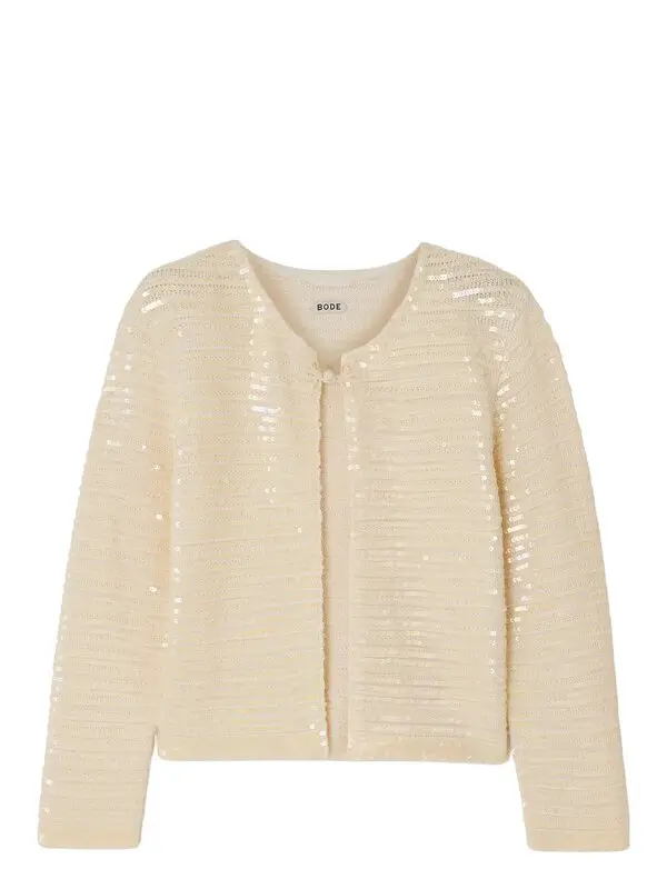 BODE Sequin-embellished Wool Cardigan - Ivory