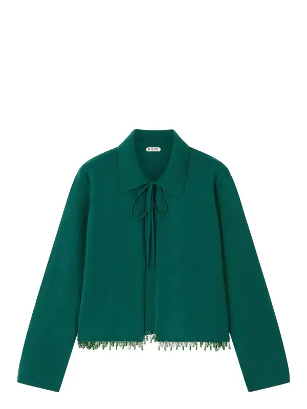 BODE Embellished Wool And Cashmere-blend Cardigan - Green