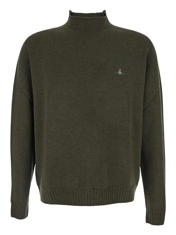 VIVIENNE WESTWOOD Crew Neck Sweater With Orb Logo - Green