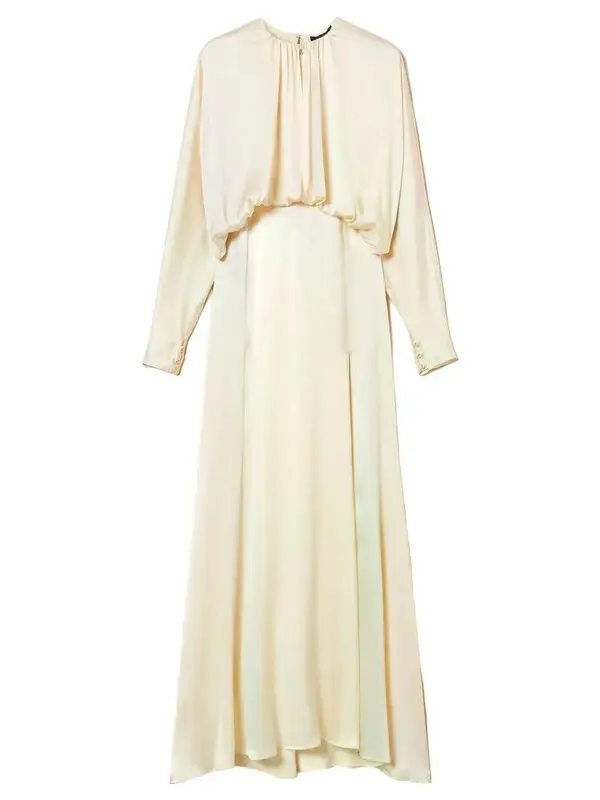 TWINSET Gathered Bodice Satin Maxi Dress - Neutrals