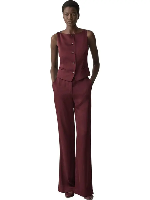 Theory Fluid Satin Pant - Dark Wine
