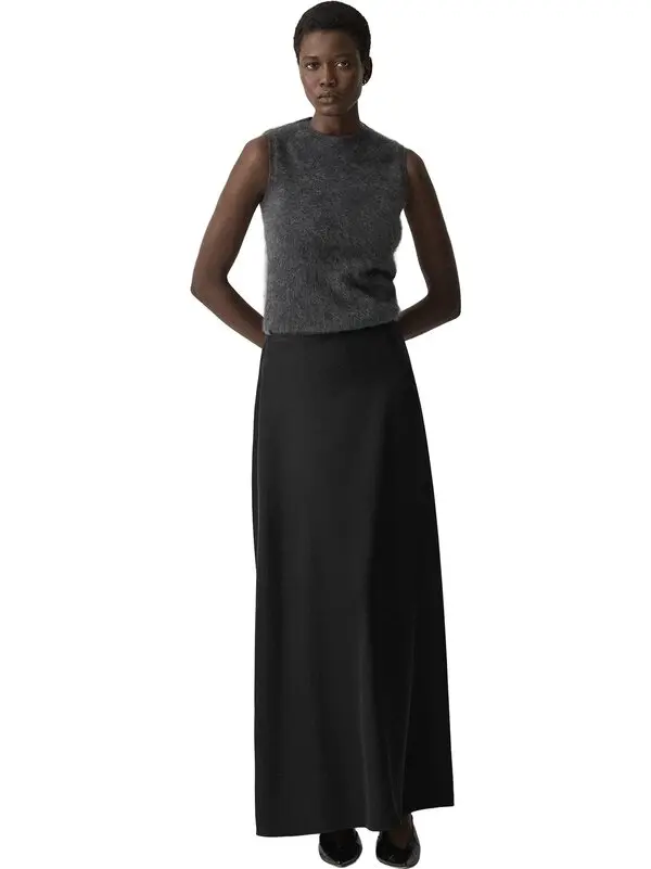 Theory A-line Maxi Skirt In Double Satin - Black