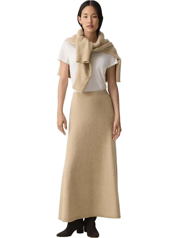 Theory Knit Pull-on Astor Wool Skirt - Beige