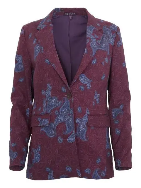 LORDS OF HARLECH Jane Stretch Tencel Tailored Blazer - Montgat Paisley Plum