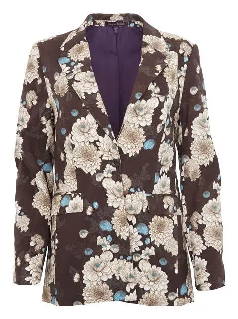 LORDS OF HARLECH Jane Stretch Tencel Tailored Blazer - Serious Floral Black