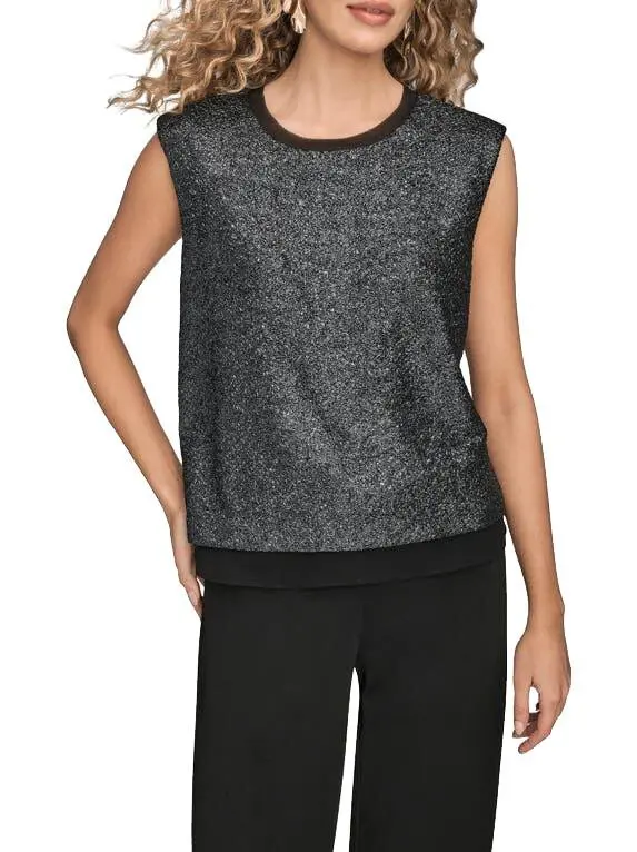 Donna Karan New York Metallic Sleeveless Top - Black Iridescent