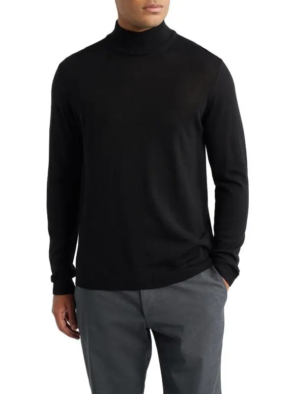 JACK VICTOR Mock Neck Wool And Silk Sweater - Black