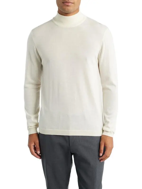 JACK VICTOR Mock Neck Wool And Silk Sweater - Ecru