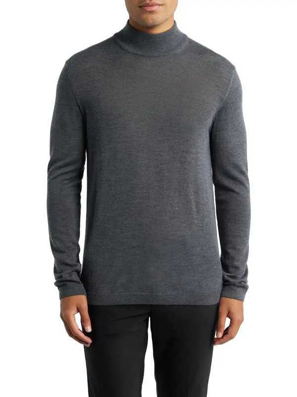 JACK VICTOR Mock Neck Wool And Silk Sweater - Grey