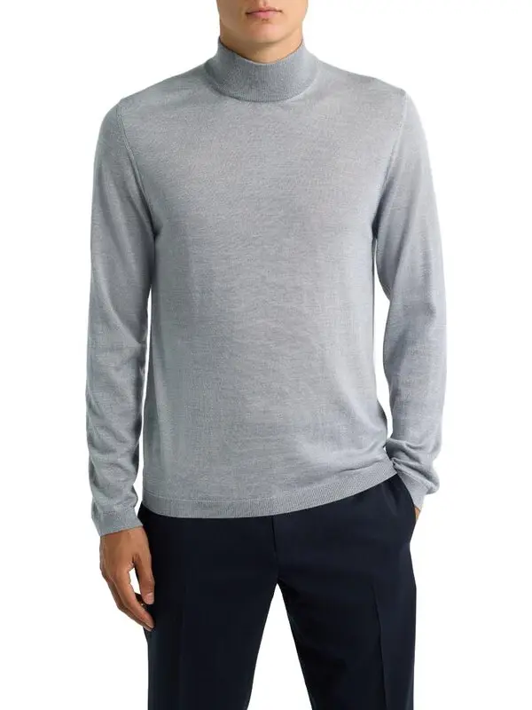 JACK VICTOR Mock Neck Wool And Silk Sweater - Light Grey
