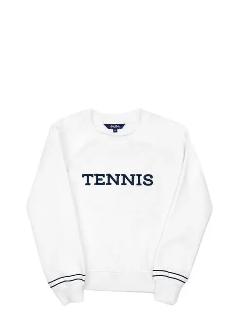 AME & LULU Play All Relaxed Sweatshirt - White/navy Tennis
