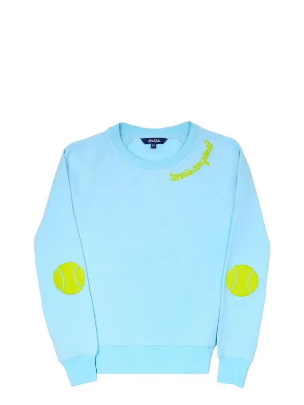 AME & LULU Crew Neck Sweatshirt - Light Blue Tennis Patches