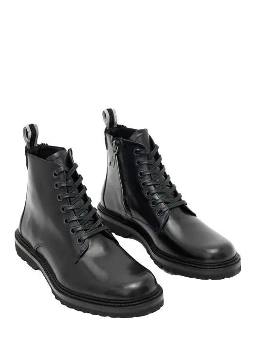 John Varvatos Lex Leather Combat Boots - Black
