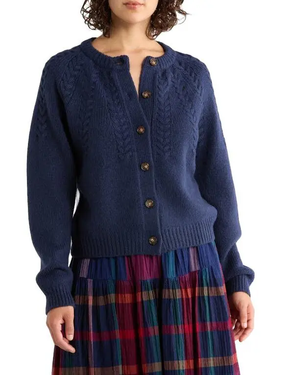 Marine Layer Everly Cable Cardigan - True Navy