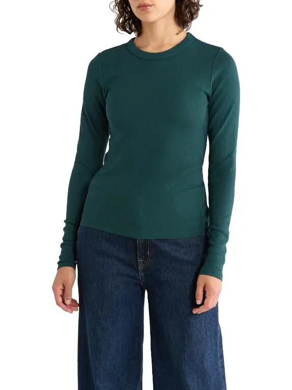 Marine Layer Lexi Sun-in Rib Long Sleeve T-shirt - Emerald