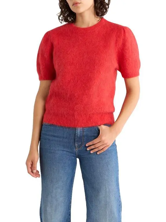 Marine Layer Puff Sleeve Suri Alpaca Blend Sweater - Cherry Red