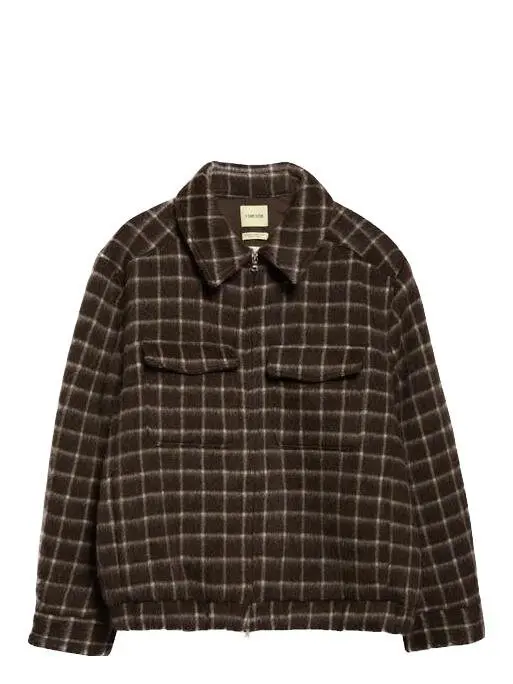 De Bonne Facture Windowpane Check Baby Llama Hair Blend Jacket - Brown Windowpane Check