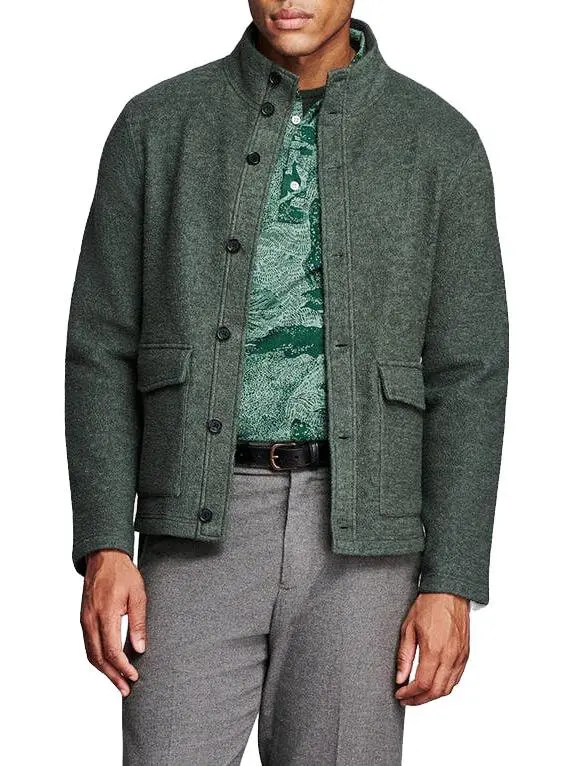 Billy Reid Garrett Stand Collar Jacket - Petrol