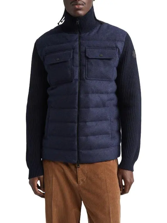 Moncler Mixed Media Cardigan - Navy Blue