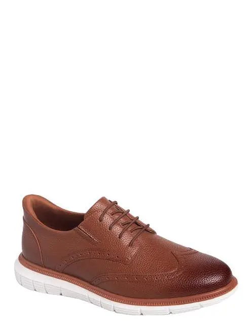MARC JOSEPH NEW YORK Leather Wingtip Casual Oxford With Hands Free Technology - Cognac Grainy Leather