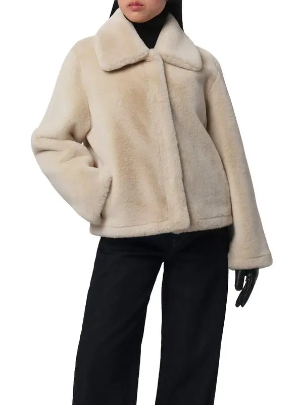 Apparis Elis Pluche™ Faux Fur Cropped Coat - Latte