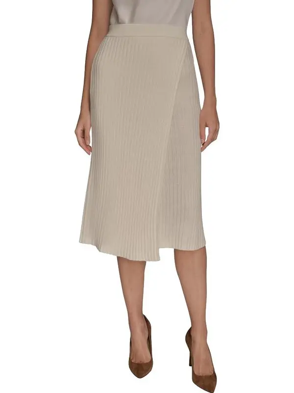 Donna Karan New York Wrap Rib Midi Sweater Skirt - Ivory