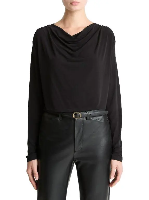 Vince Cowl Neck Knit Top - Black