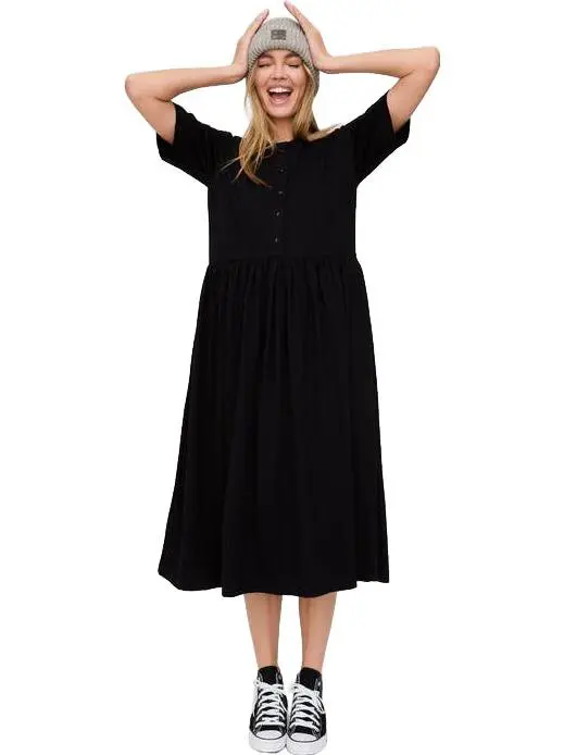 TURTLEDOVE LONDON Organic Cotton Matilda Midi Dress - Black