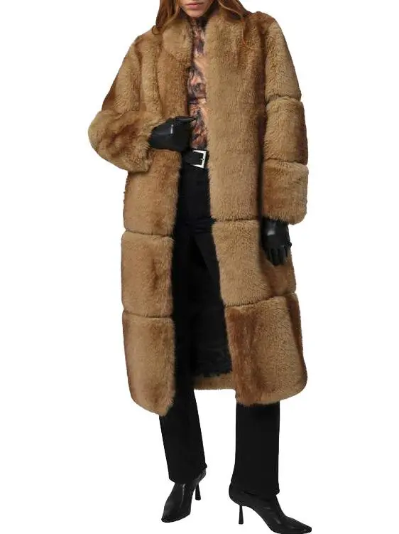 Apparis Sylke Pluche™ Faux Mink Longline Coat - Blonde Mink