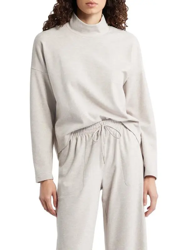 Caslon Drop Shoulder Turtleneck Sweatshirt - Beige Taupe