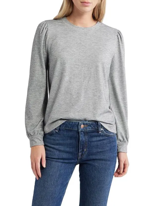 Caslon Blouson Sleeve Top - Grey Heather