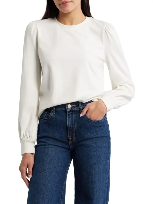 Caslon Blouson Sleeve Top - Ivory Pristine