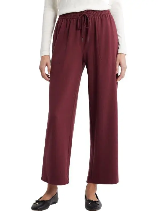 Caslon Ankle Wide-leg Sweatpants - Burgundy Tannin
