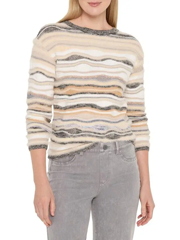 NIC+ZOE Odyssey Mix Relaxed Sweater - Neutral Multi