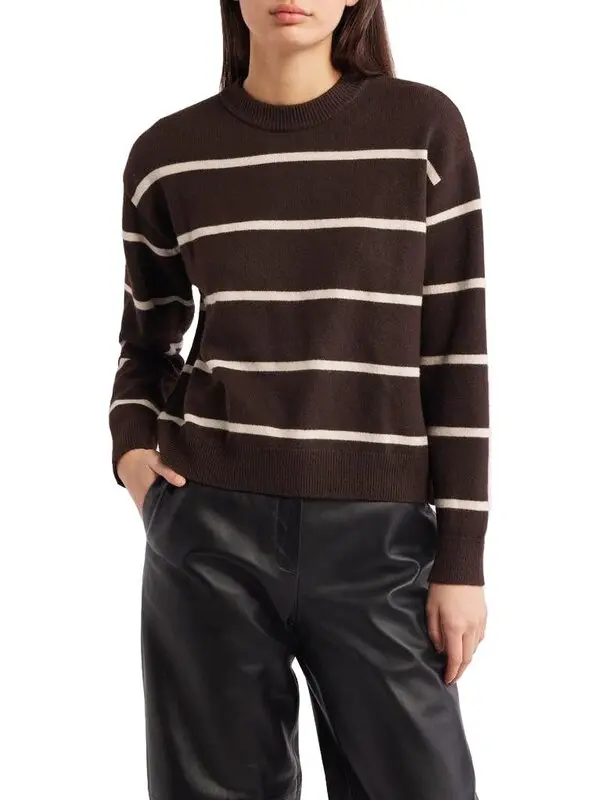 Mango Marina Stripe Sweater - Chocolate