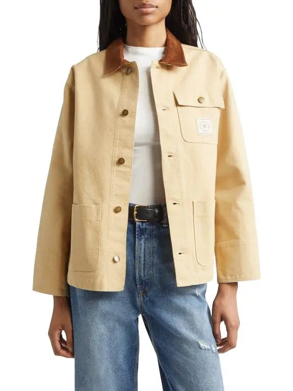 SPORTY & RICH Cotton Painters Chore Jacket - Tan