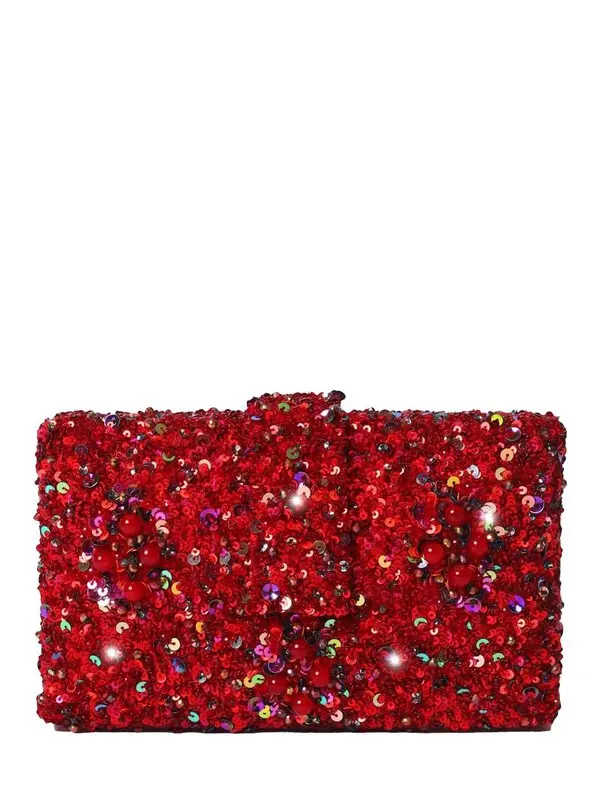 SIMITRI Sequin Embellished Clutch - Red