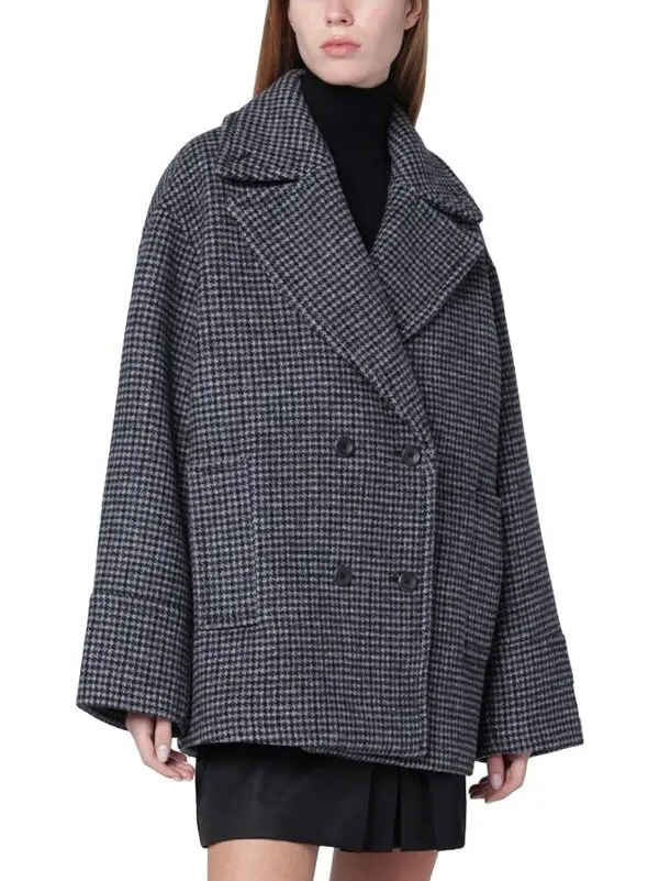 Calvin Klein Houndstooth Double-breasted Coat - Grey