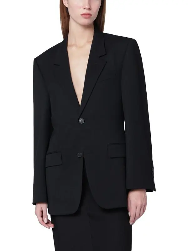 Balenciaga Single-breasted Wool Jacket - Black